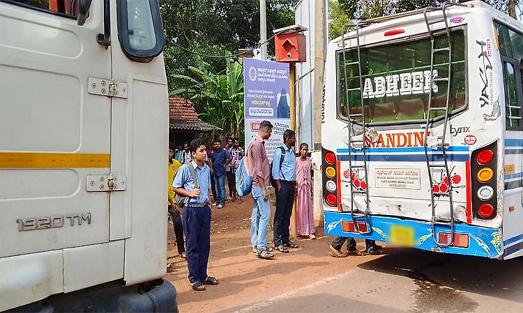 Four students injured after tipper lorry hits service bus near ...